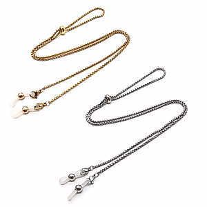DECKER Metal Glasses Chain for Women Gold and Silver Eyeglasses Holder 2 PCS PACK Women’s eyeglass chain eyewear retainer Eyeglasses Holder Around Neck