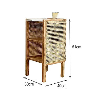 HIGOH Bedside Table Bedside Table Simple Storage Small Side Cabinet Furniture Woven Locker