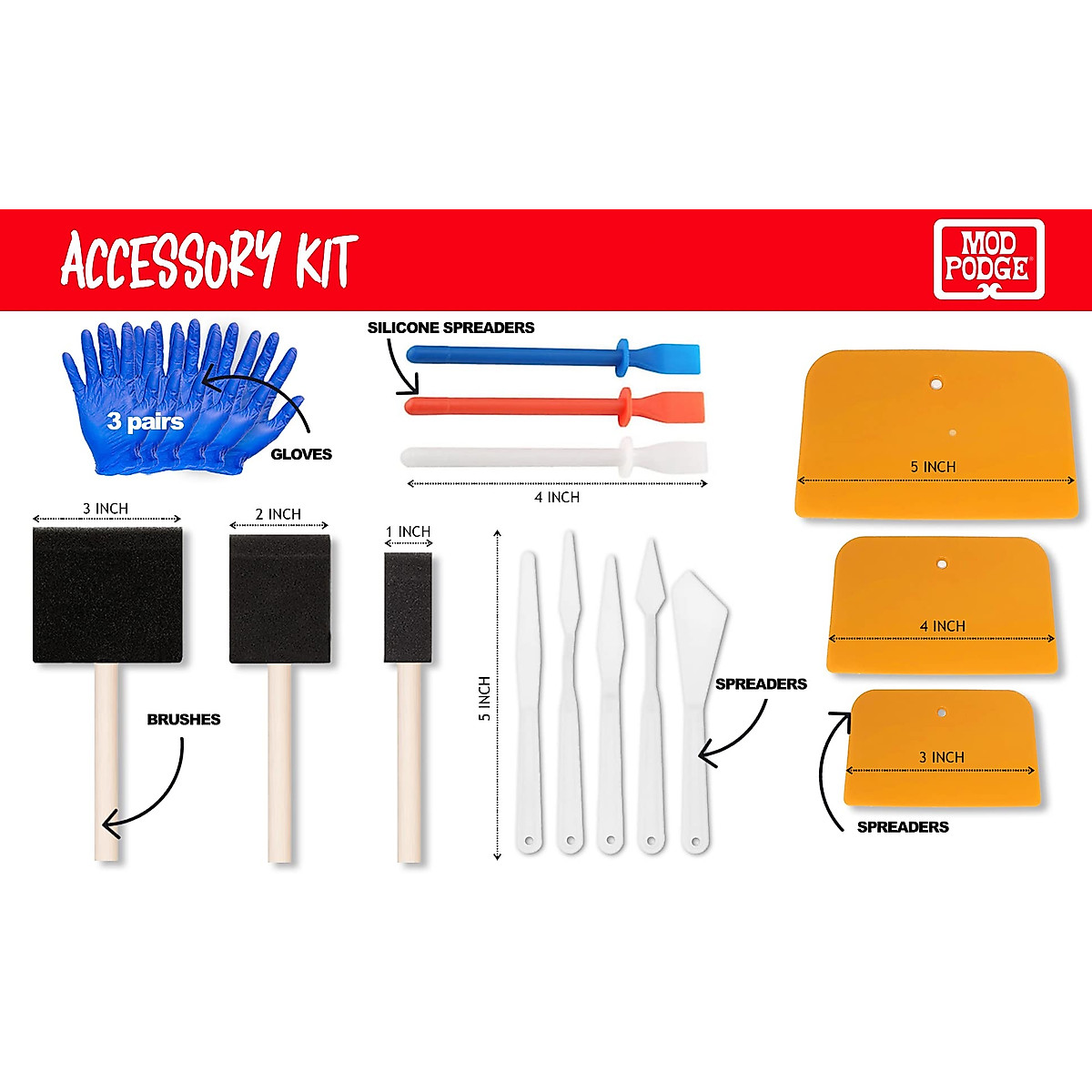 Mod Podge Bundle, 8 Ounce Gloss and Matte Medium Waterproof Sealer, Pixiss Accessory Kit with Foam Brushes, Gloves, Glue Spreaders and More 8oz