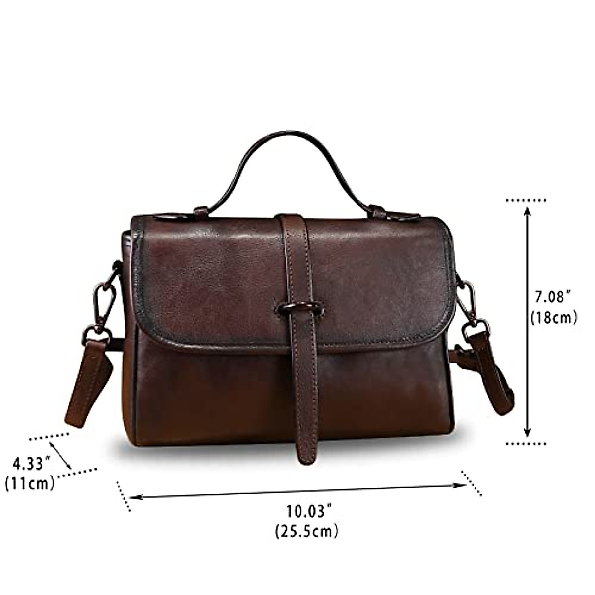 Genuine Leather Satchel Crossbody Bags for Women Handmade Vintage Top Handle Handbags Purse (Coffee)