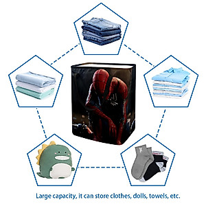 LICHWEST For Spiderman Foldable Waterproof Laundry Bag with Support Rods, 60L Capacity - Ideal Clothes Hamper and Laundry Basket for Storing Laundry Supplies, Toys, and More, White