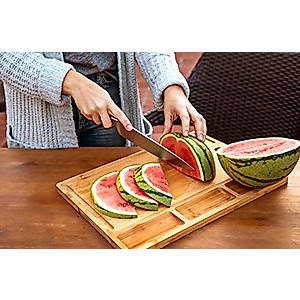 Large Organic Bamboo Cutting Board - Wooden Charcuterie Cheese Serving Platter For Kitchen - With Deep Drip Edge & Garnish Bowls - Boards Are BPA Free,16x12” - Unique Housewarming Gift Idea - Good&Co.