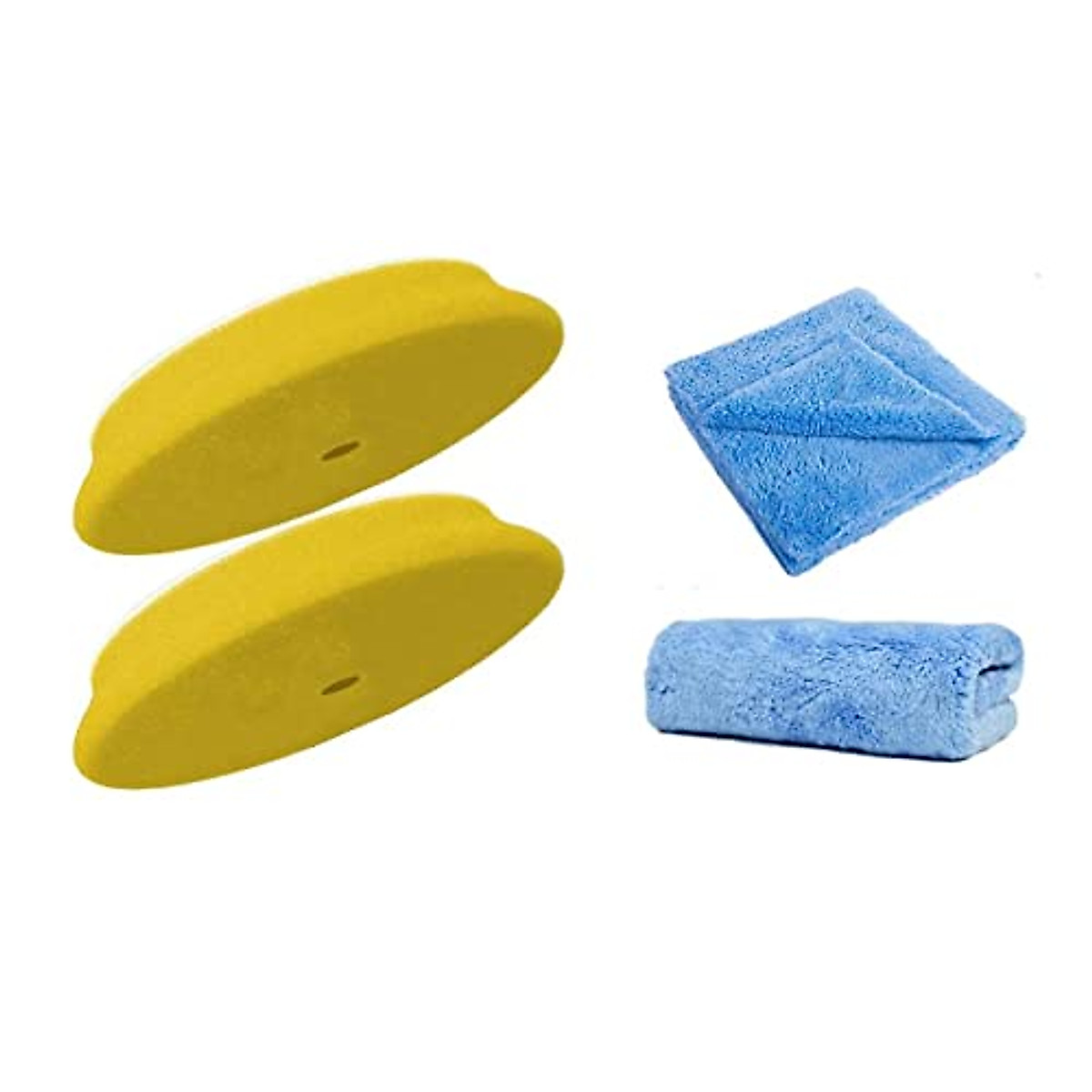 RUPES D-A Fine High Performance Fine Polishing Foam Pad 2-Pack W/ 2 Edgeless Microfiber Towels (6" Face, 5" Backing)