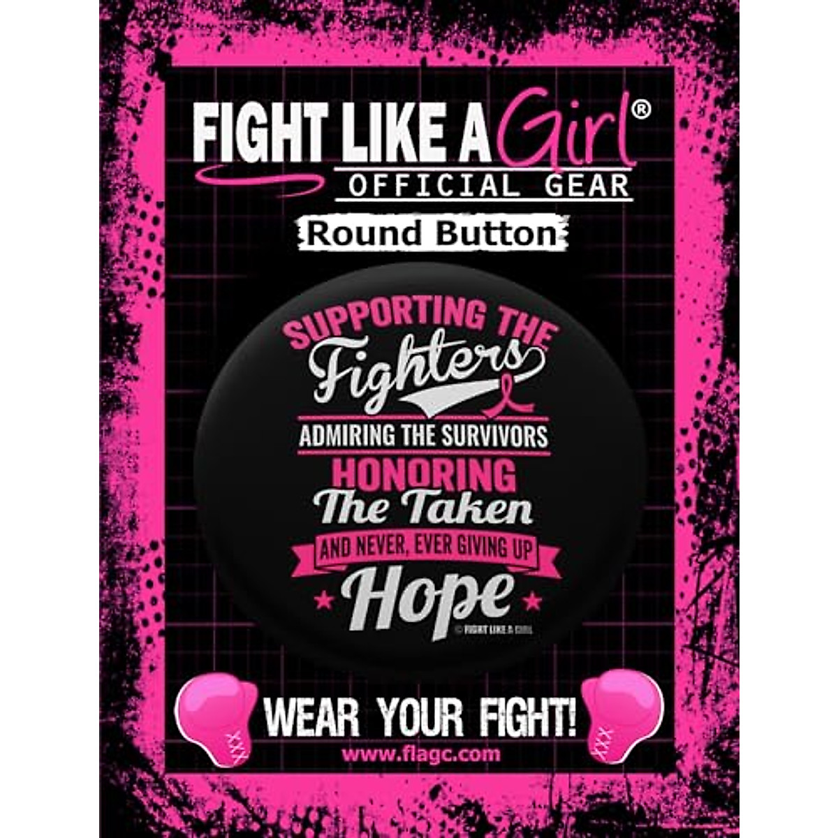 Supporting Admiring Honoring Round Buttons/Pins/Badges for Breast Cancer Awareness, 10-Pack (Pink Ribbon)