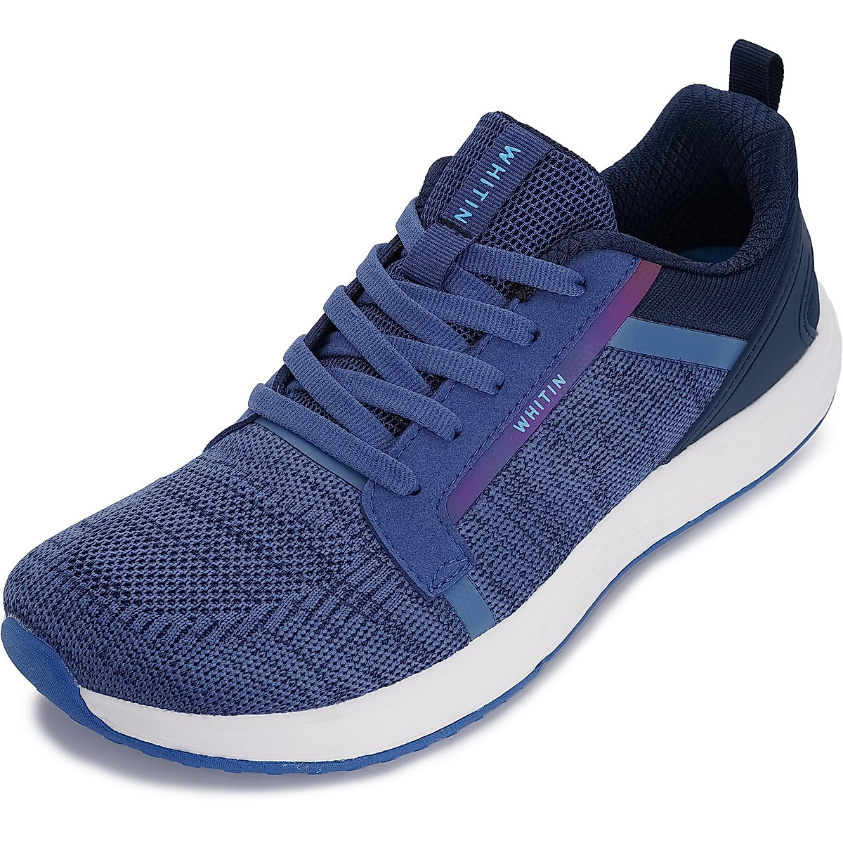 WHITIN Men's Wide Width Toe Box Shoes Size 9.5 Sneakers Knit Comfortable Zapatos para Male Fashion Casual Non Slip Cushioning Dark Blue 43