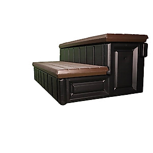 Confer Plastics Two Tier 36" Wide Deluxe Hot Tub Step. Non-Skid Spa Steps, Easy Installation, Sturdy, Long Lasting Upgrade to Your Space. Proudly Made in USA. - Espresso