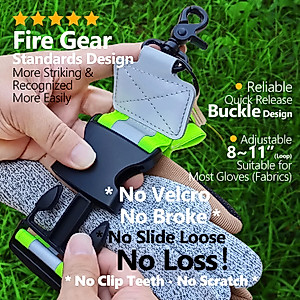 High Visibility Glove Clips - 2" W Adjustable Glove Clips for work Glove Holder Clip Firefighter Glove Strap w/Reflective Tape Glove Clips for Construction & Firefighter Gear Firefighter Accessories