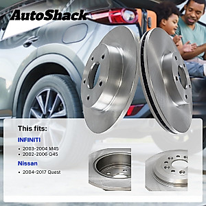 AutoShack Brake Rotors Front Brake Rotor Replacement Kit for 2011-2017 Nissan Quest 2016 Pathfinder 2002-2006 INFINITI Q45 2003-2004 M45 3.5L 4.5L V6 V8 4WD FWD RWD R41391PR