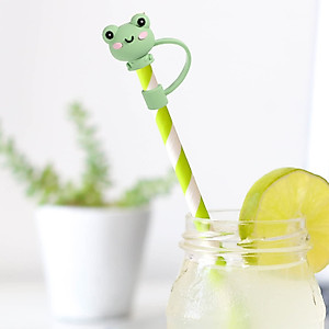 GLEAVI 8pcs Animals Straw Tips Cover Reusable Cute Frog Straw Toppers Straw Cover Plugs for Drinking Straws Party Straw Caps Decoration