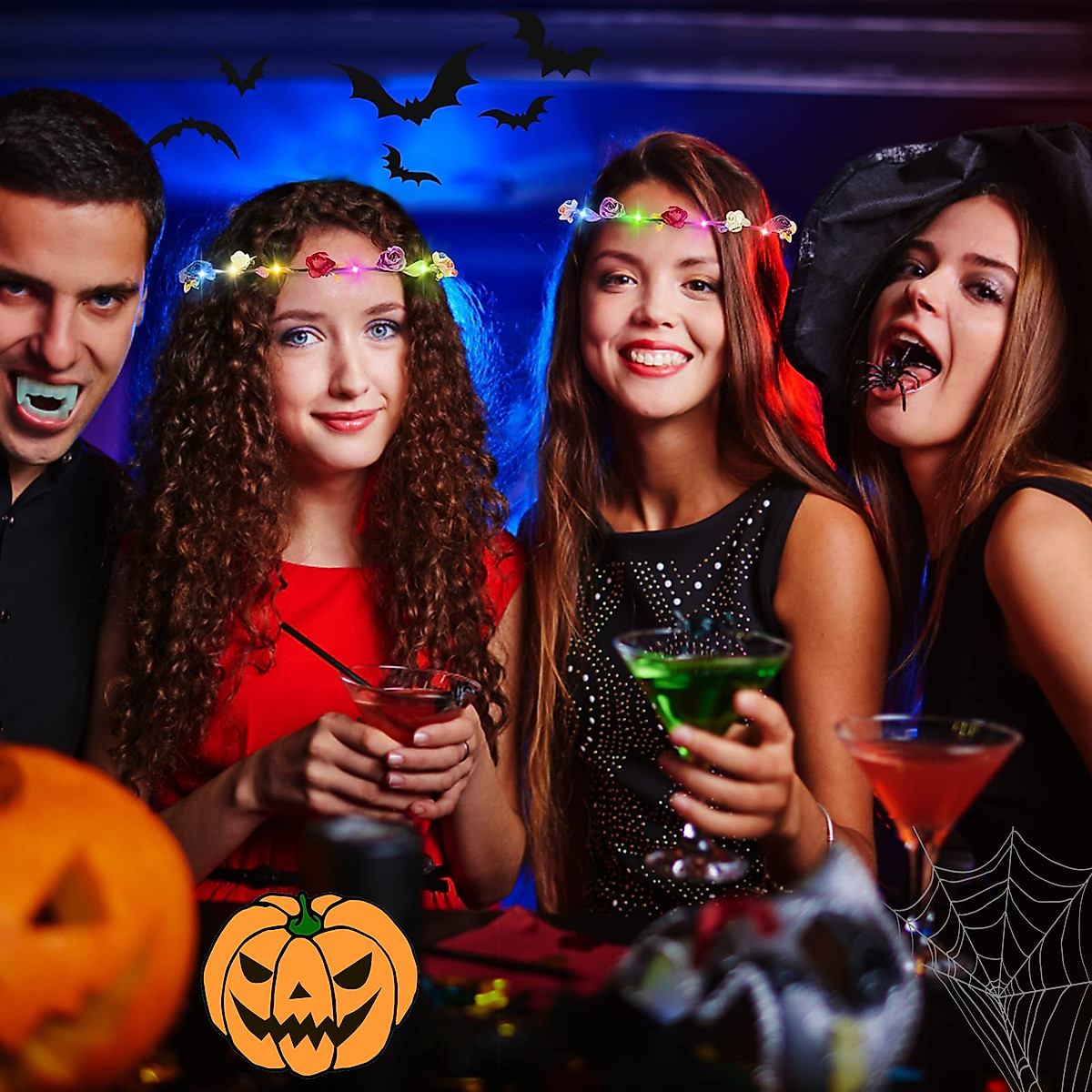 20 Pcs Halloween LED Flower Crowns Headbands - Light Up Headband for Women, Garlands Glowing Floral Wreath Crowns for Wedding Beach Party Birthday Cosplay