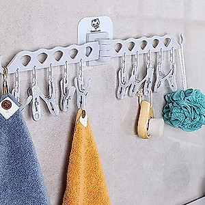 Rotatable Cloth Hanger with 10 Clips, Wall Mount Foldable Clothes Drying Laundry Rack Bra Socks Drying Rack Hooks Bathroom Organizer(Pink)