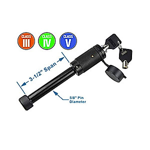 TOPTOW 63520 Trailer/RV Hitch Lock, 5/8 inch Locking Pin Dia, 3-1/2 inch Span, Fits for Class 3, 4, 5 Receiver