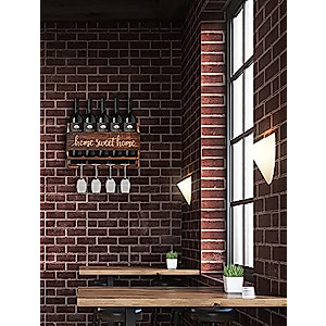 Housewarming Gift New Home Gifts for Home, House Warming Gifts New Home, Wood Wine Rack Wall Mounted Gifts for Women Wine Lover,Wine Bottle Holder with Wine Glass Rack,Home Sweet Home Wall Decor