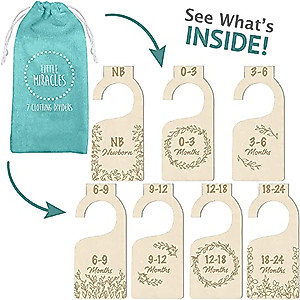 Baby Closet Size Dividers - 7x Premium Wood Nursery Closet Dividers for Baby Clothes - Botanical Eucalyptus Vines Leaf Plant Greenery Boho Nursery Decor - Baby Closet Dividers for Boy or Girl - [Wood]