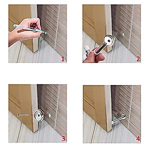 Kare & Kind 4X Spring Door Stoppers (Silver) - Screw-in Flexible Steel Stoppers with White Rubber Bumper Tips - Protect Walls from Bumps, Marks and Damages - Kid and Pet Safe - for Homes, Offices