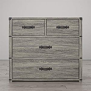Little Seeds Nova 4 Drawer Storage Grey Dresser, Gray Oak