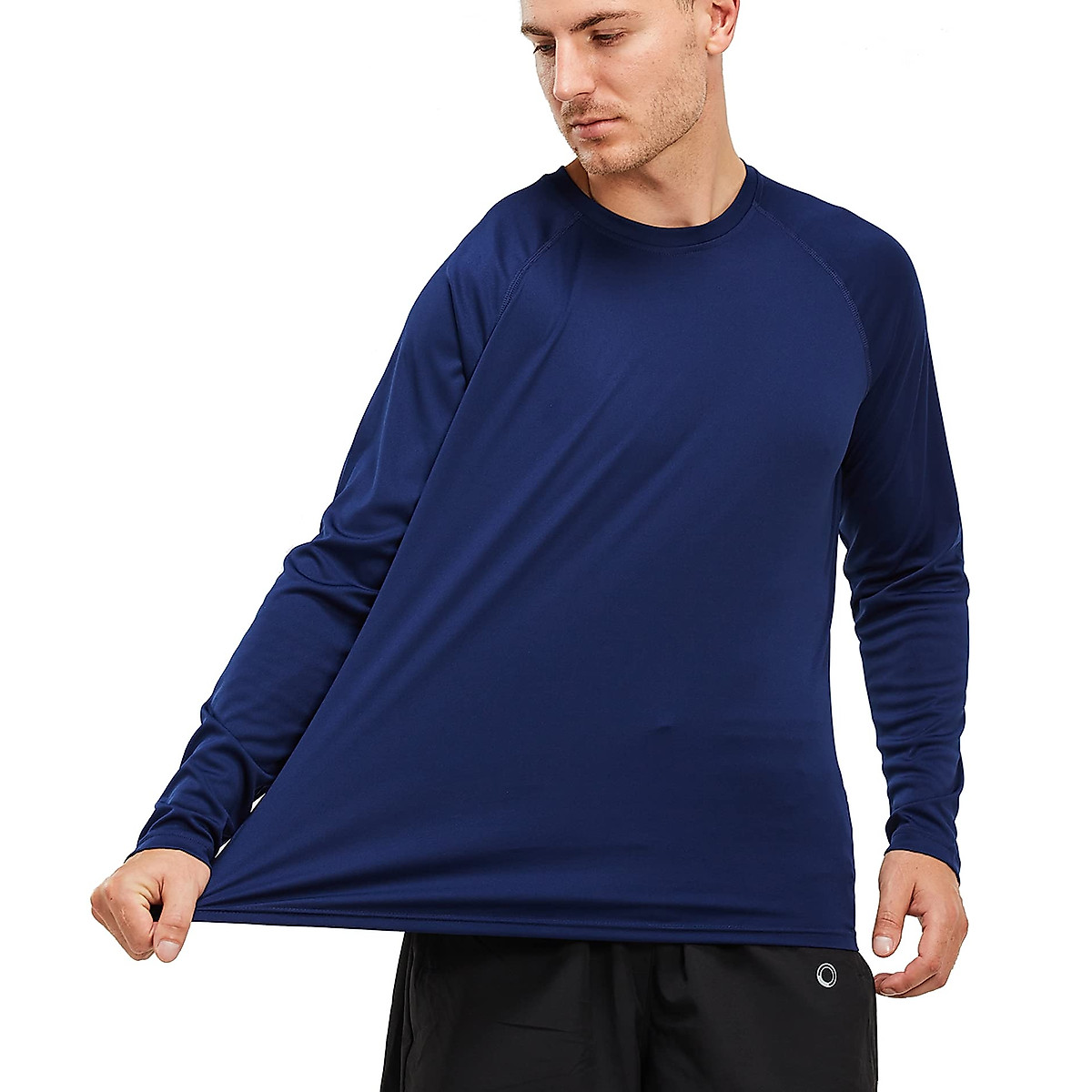 Mens Long Sleeve Shirts UPF 50+ UV Sun Protection Quick Dry Outdoor Shirt for Fishing Running Hikin(navy blue small)