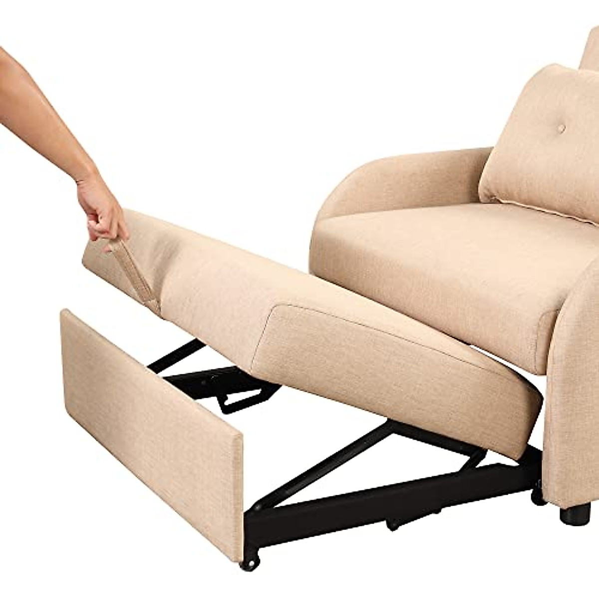 3 in 1 Convertible Loveseat Sofa with Pull-Out Sleeper&Adjsutable Backrest,Multi-Functional Folding Recliner Accent Futon Sofá Chair,Upholstered Lounge Chaise Couch Armchair for Living Room