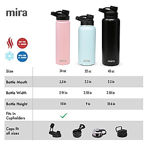 MIRA 24 oz Stainless Steel Water Bottle - Hydro Vacuum Insulated Metal Thermos Flask Keeps Cold for 24 Hours, Hot for 12 Hours - BPA-Free Spout Lid Cap - Olive Green