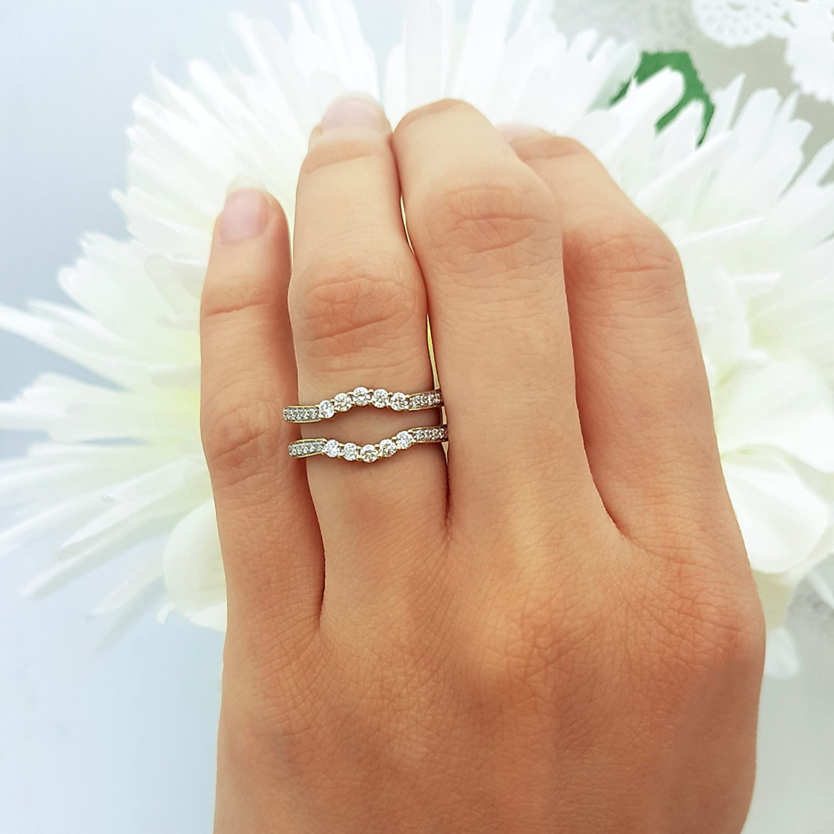 Dazzlingrock Collection 0.50 Carat (Cttw) Round White Diamond Chevron Enhancer Ring for Women in 14K Yellow Gold Size 10