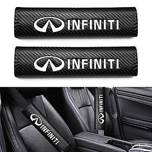 2 Pack Car Seat Belt Pads Cover Comfortable Driving, Carbon Fiber Seat Belt Shoulder Strap Covers Harness Pad for Infiniti Interior Accessories, Compatible with Adults Youth Kid Black