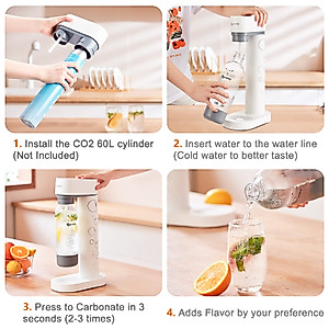 Mocsney Soda Maker, Sparkling Water Maker, Soda Maker Machine for Home Use with Safe-lock, Compatible with Any Screw-in 60L CO2 Cylinder (NOT Included)