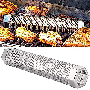BORDSTRACT Premium Pellet Smoker Tube, Stainless Steel Smoke Generator with Hook and Brush, Outdoor Barbecue Smoking Accessories for Any Grill or Smoker
