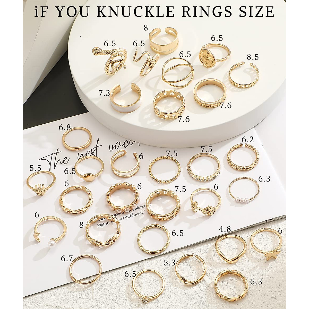 iF YOU 30 Pcs Vintage Gold Knuckle Rings Set, Boho Butterfly Snake Stackable Finger Rings for Women, Midi Rings Pack