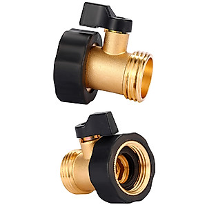 Sanpaint Water Hose Shut Off Valve, 2 Pack Heavy Duty 3/4 Inch Solid Brass Garden Hose Connector
