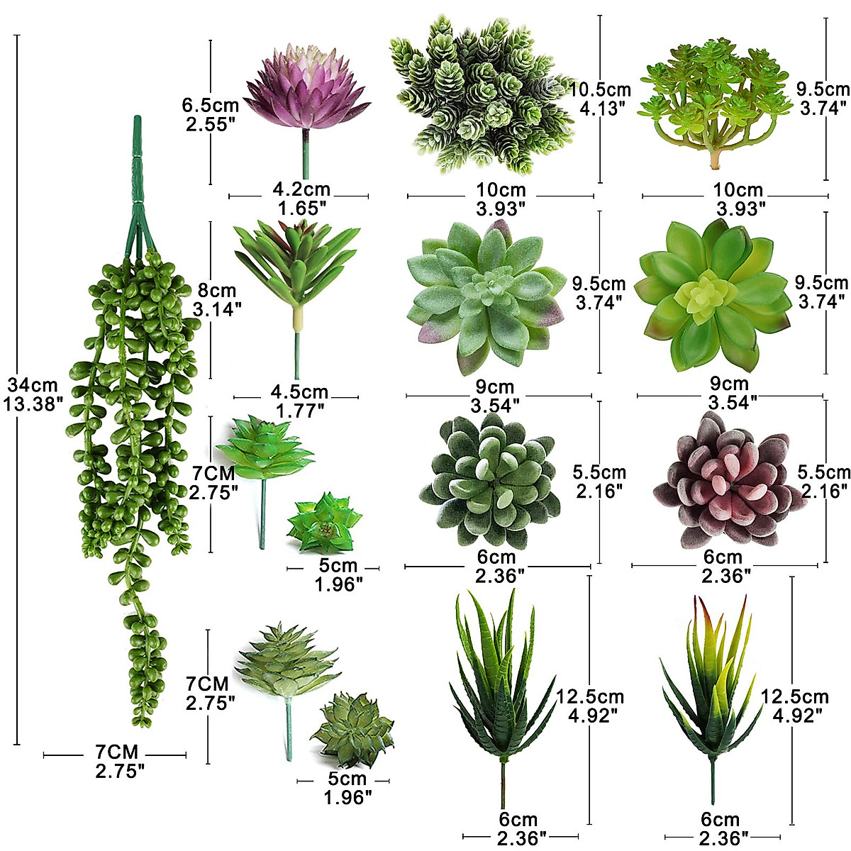 Anoak Artificial Succulent Plants - 16 Pcs Set Faux Succulents Unpotted Fake Succulent Plants, Premium Crafting DIY Floral Decor for Home Garden Office Party (High Realistic )