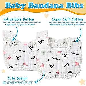 20 Pieces Muslin Baby Bibs Absorbent and Soft 8 Layers Baby Bibs Snap Muslin Bibs Cotton Baby Bibs Muslin Baby Drool Bibs for Baby Boys Girls Newborn Infant Toddlers Drooling Eating Teething Feeding