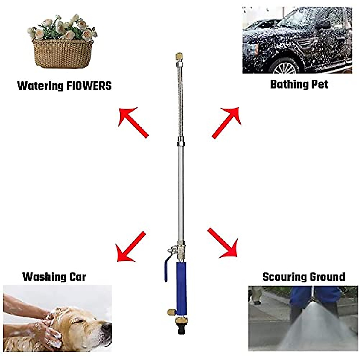 NC 2021 Upgrade Extendable Hydro Jet Washer High Pressure Power Washer Wand Water Hose with Nozzle Auto Watering Sprayer Flexible Garden Watering Sprayer for Car Wash and Window Washing