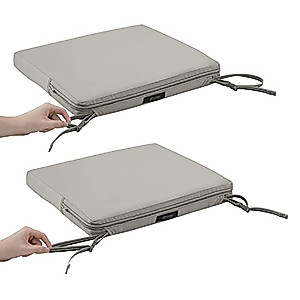 Classic Accessories Ravenna Water-Resistant Patio Chair Seat Cushion, 18 x 18 x 2 Inch, Mushroom, Patio Furniture Cushions