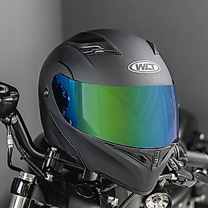 OUMURS DOT Modular Motorcycle Full Face Helmet Flip-Up Dual Visor, Lightweight & DOT Approved, Matte Black
