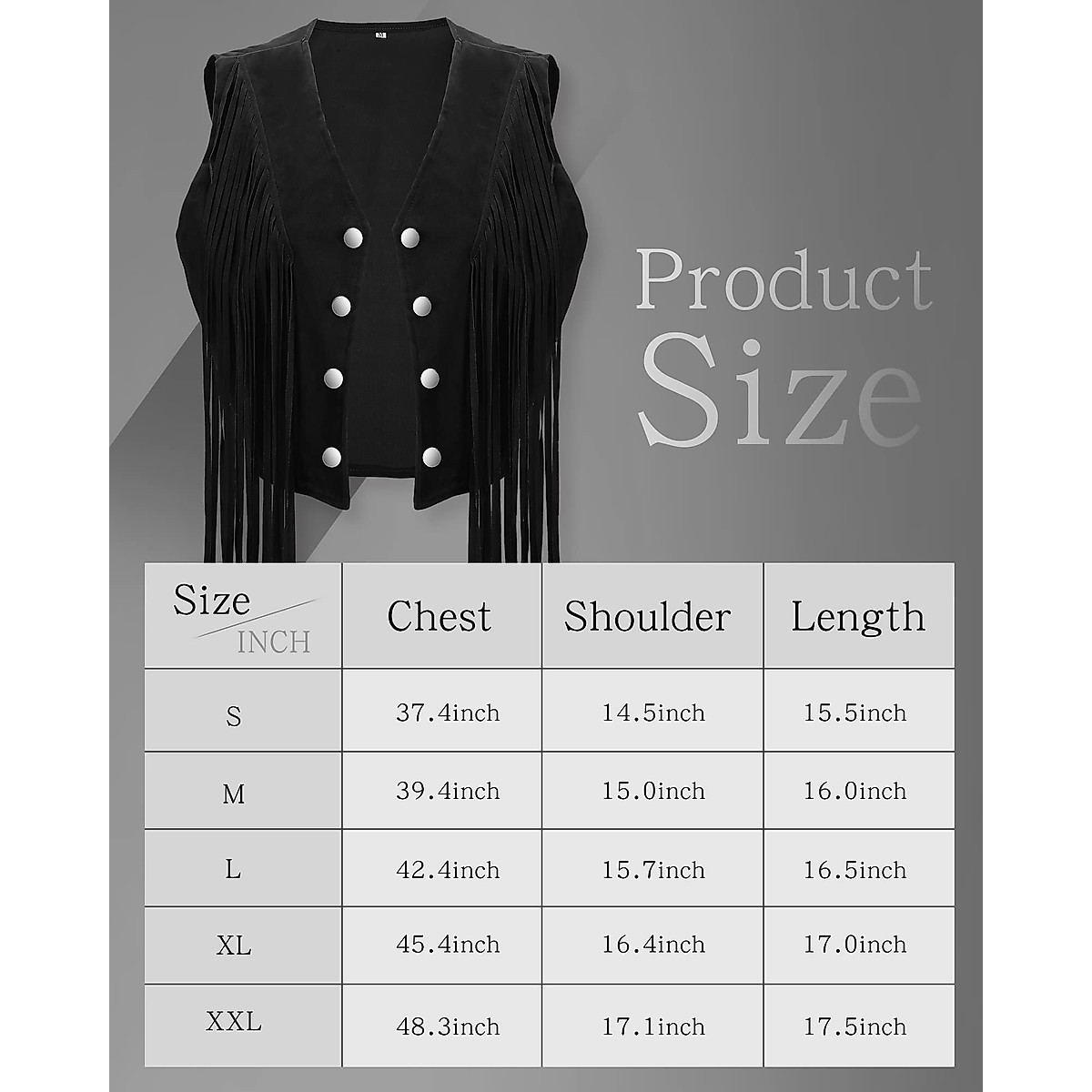 Yaomiao 70s Hippie Womens Fringe Vest Western Felt Cowgirl Hat Cowgirl Costume Rivets Sleeveless Faux Suede Tassels Jacket (Black,M)