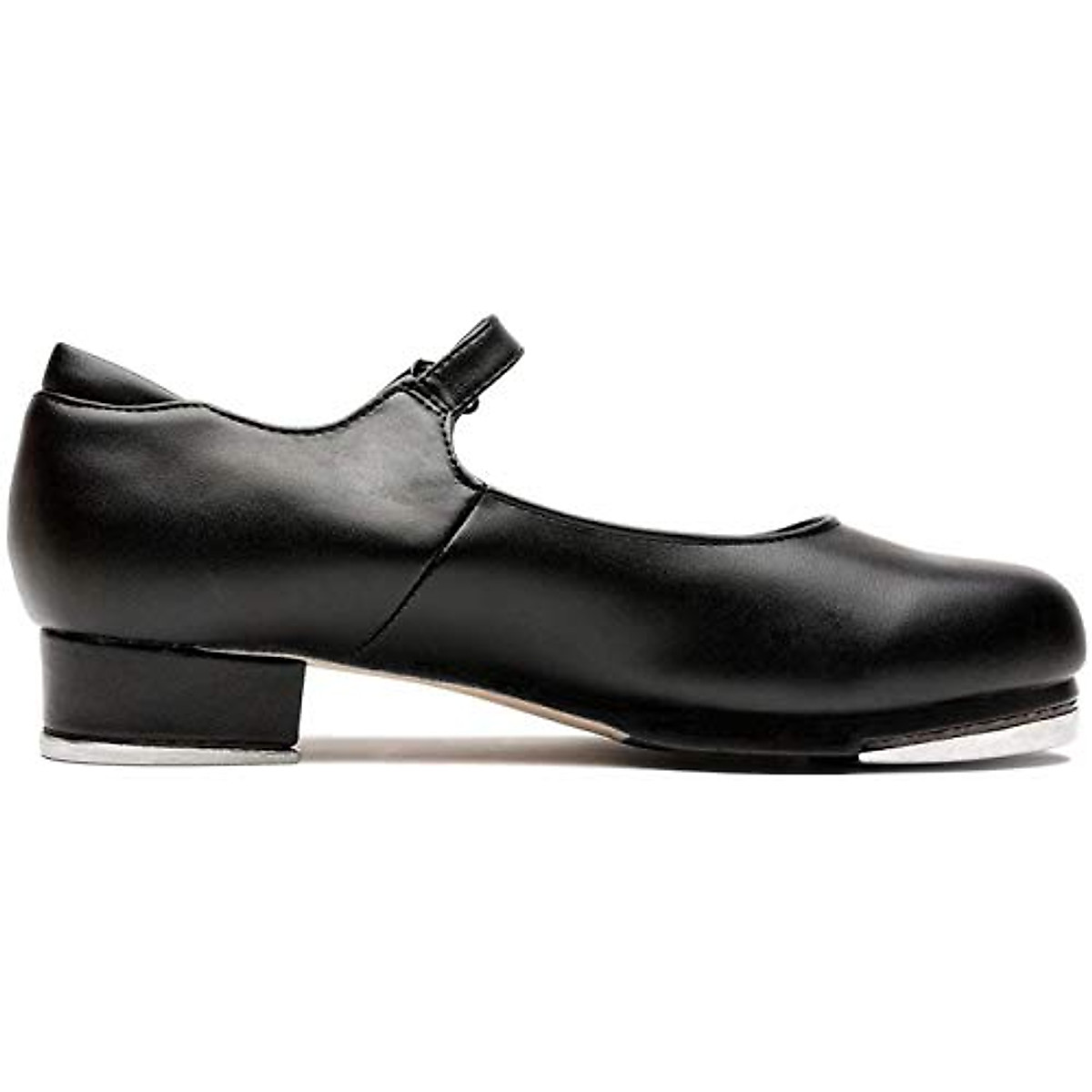 NLeahershoe Slide Buckle Leather Tap Shoes Dancing Shoes for Women,Ladies,Girls, Black (10.5 B(M) US)