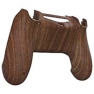 eXtremeRate Wood Grain Patterned Soft Touch Game Improvement Replacement Parts Back Housing Cover, Custom Bottom Shell Compatible with ps4 Controller JDM-040, JDM-050 and JDM-055