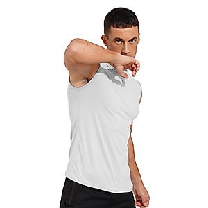 Hedmy Men's Sleeveless T-Shirt Basic Mock Turtleneck Slim Fit Undershirt Pullover Thermal Tank Tops White X-Large