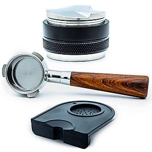 Evergreen Coffee | Espresso Accessories | 54mm Bottomless Portafilter + 53mm Coffee Distributor & Tamper + Tamp Mat | Designed for the Breville Barista Express Pro touch| Bonus Filter Basket