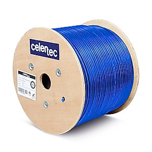 celertec CAT6A Ethernet Cable, 500ft, 23AWG Solid Bare Copper, UTP Unshielded Twisted Pair, CMR Riser Rated &ETL Listed, 650Mhz/10 Gigabit Network Speed, Category6 Augmented, Bulk Ethernet Cable- Blue