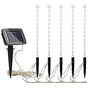 UCGG Solar Meteor Lights Outdoor 24 LED Falling Light IP44 Waterproof 5 in 1 Decorative Meteor In-Ground Lights for Garden Pathway Lawn Floor Yard Tree Decor, Black (liuxingyu-5in1)