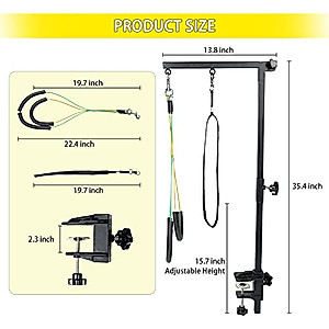 EGFKI Dog-Grooming-Arm, 35" Adjustable Pet Grooming Table Arm with Clamp, Dog Grooming Stand for Small Medium Dogs at Home, Dog Grooming Table Arm