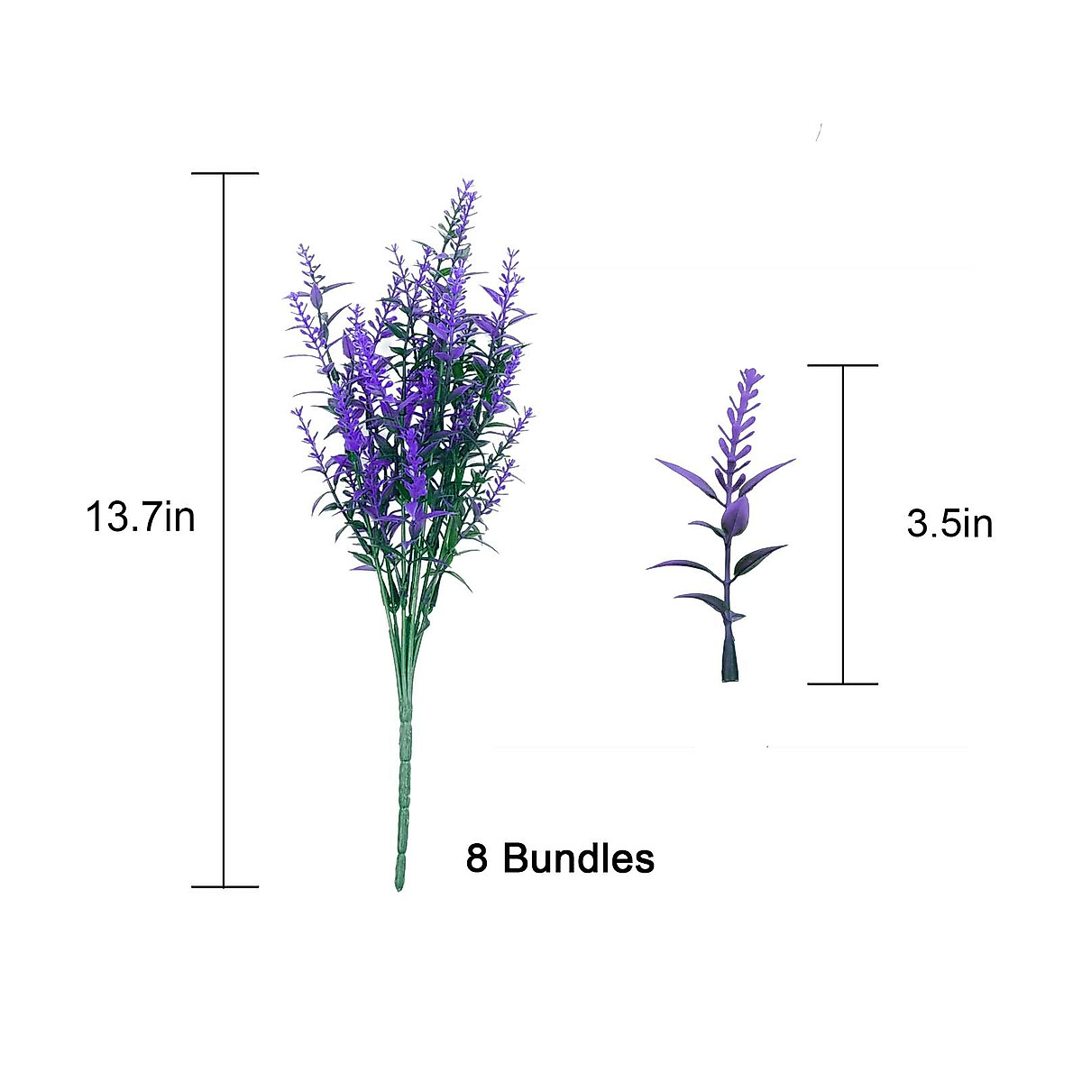 12 Bundles Artificial Lavender Flowers Plants UV Resistant Faux Outdoor Plastic Greenery Shrubs Plants Hanging Planter Kitchen Home Wedding Office Garden Décor