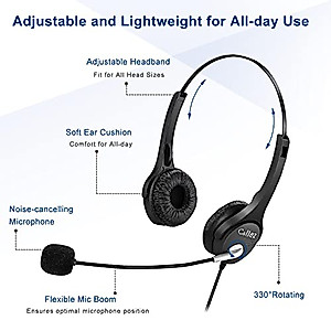 Callez 3.5mm Cell Phone Headset Dual, Corded Computer Headsets with Microphone Noise Canceling for iPhone Samsung Galaxy Huawei LG BlackBerry Laptop PC Tablets Podcast Skype Home Office C402E2