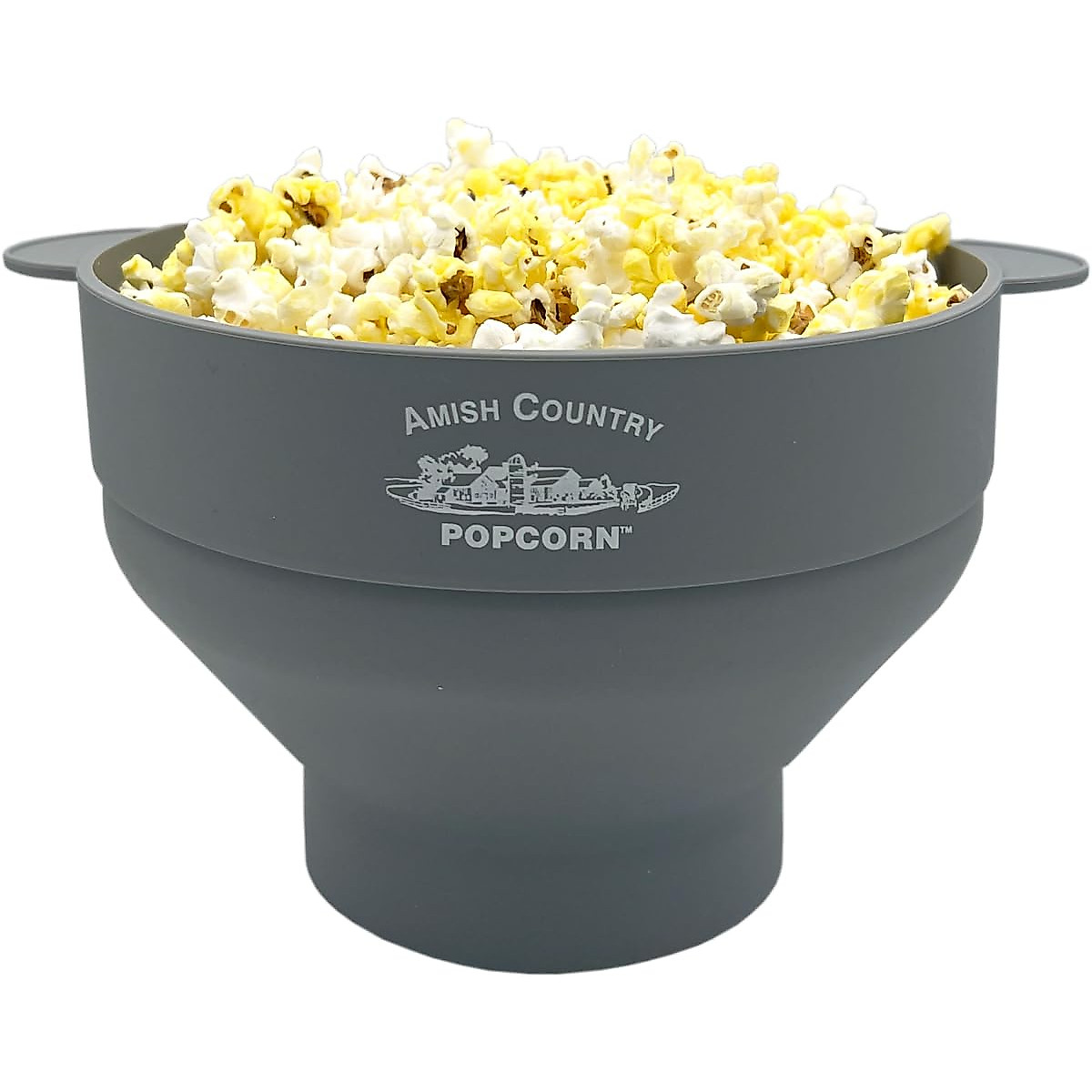 Amish Country Popcorn - Baby White (6 Pound Bag) and Grey Silicone Popcorn Popper Bundle | Small & Tender Popcorn | Popper is BPA and PVC Free with Handles, Dishwasher Safe