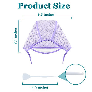 Yzurbu 3pcs Hair Highlighting Caps, Highlight Hair Coloring Frosting Dye Kit with Plastic Hooks for Salon Hair Dyeing Hairdressing (Pink, Blue, Purple）