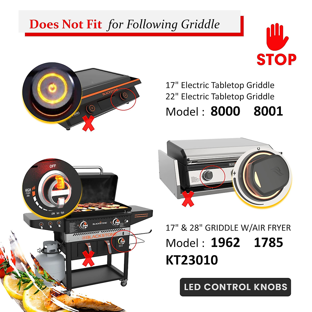 Gas Griddle Orange Knob Replacement for Blackstone Griddle 17" 22" 28" 36" Griddle, for Blackstone Flat Top Grill replacement walmart knobs,2-Pack