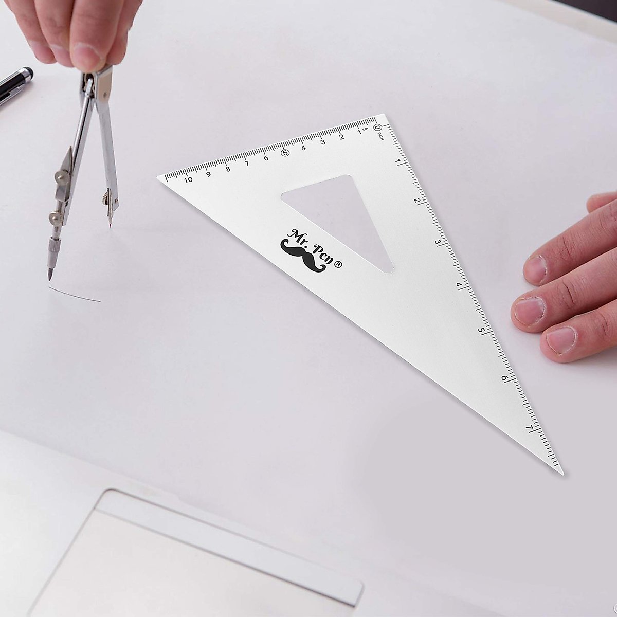 Mr. Pen– Metal Geometry Set, 4Pack, Metal Protractor, Aluminum Ruler, Metal Set Square, Triangle Ruler, Drafting Triangles, Triangle Ruler, Protractor Metal, Drafting Set, Geometry Kit, Drafting Ruler