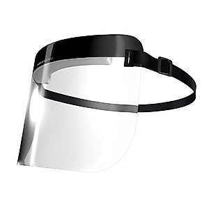 Purity Protective Safety Face Shields for Adult Size (Pack of 6) Full PET Transparent Material with Built-in Slide Adjuster Elastic Strap Band