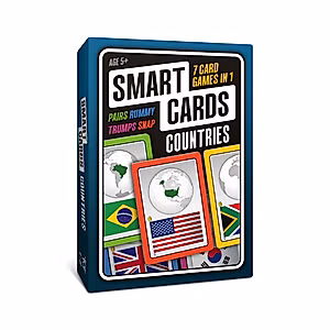 Smart Cards Countries, 7-Games-in-1 (Trumps, Pairs, Guess Who, Happy Families, Rummy, and More)